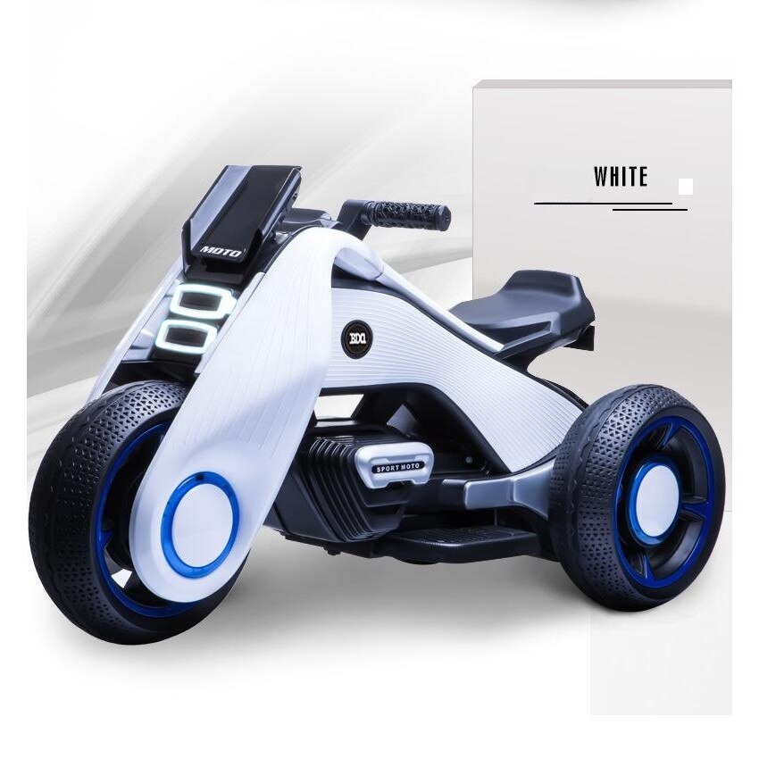 Motocicleta Electrica pentru Copii, Mixbo, Trei Roti, 2 Motoare, Alb ...