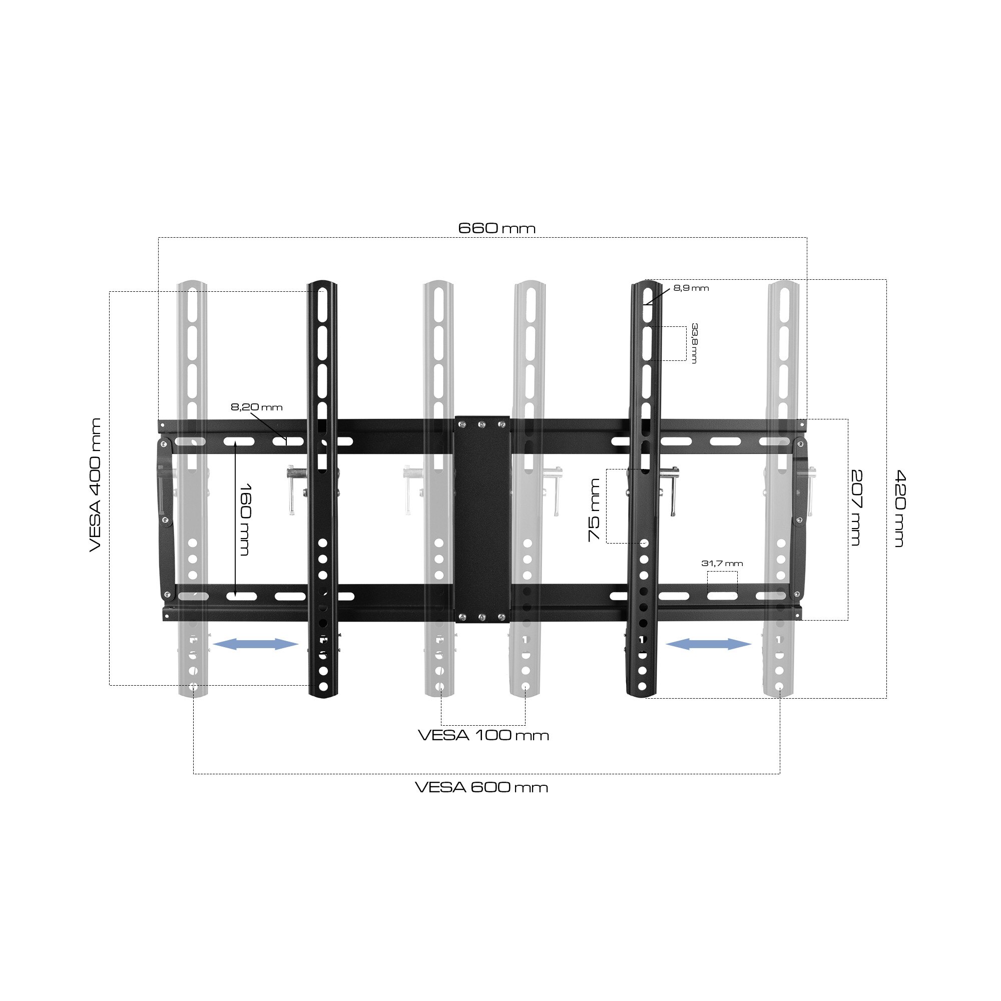Suport TV de Perete KingMount KG-1029, Universal, Diagonala 32”- 85”, Max 50kg, Vesa 100x100 ...