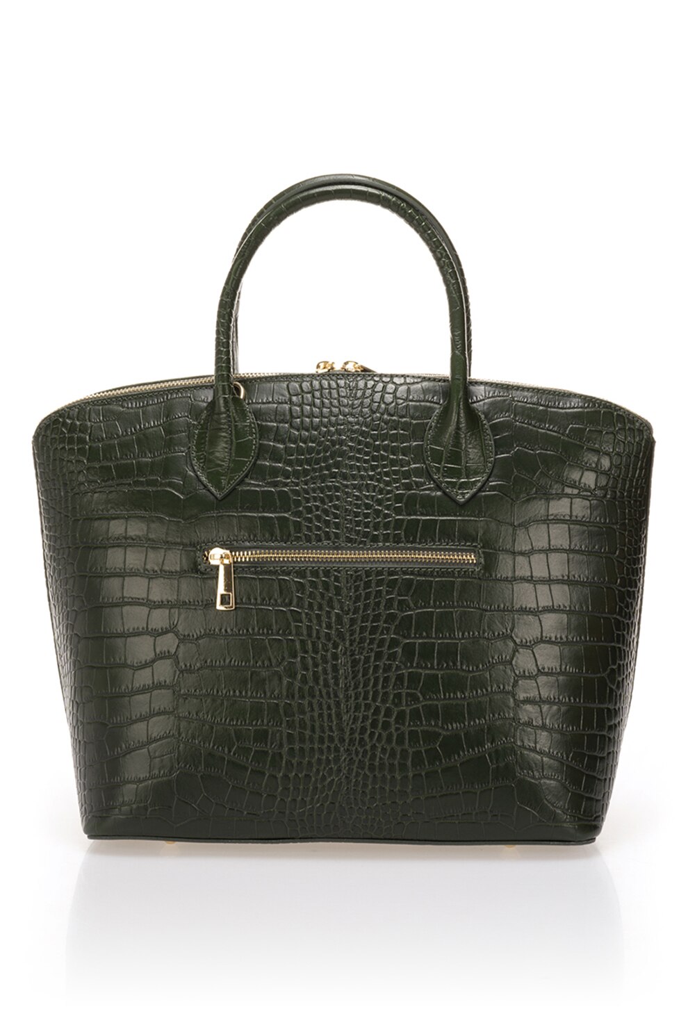 Massimo Castelli, Geanta de piele cu bareta de umar si model piele de reptila, Verde - eMAG.ro