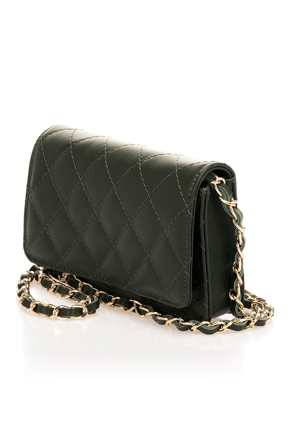 Massimo Castelli, Geanta crossbody de piele cu aspect matlasat, Verde ...
