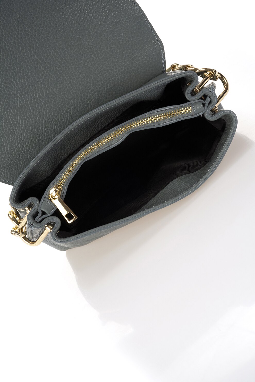 Massimo Castelli, Geanta crossbody de piele cu aspect texturat, Gri - eMAG.ro