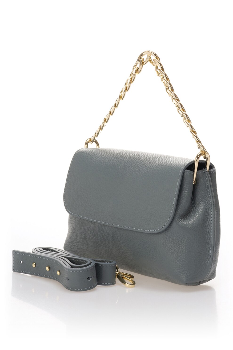 Massimo Castelli, Geanta crossbody de piele cu aspect texturat, Gri - eMAG.ro