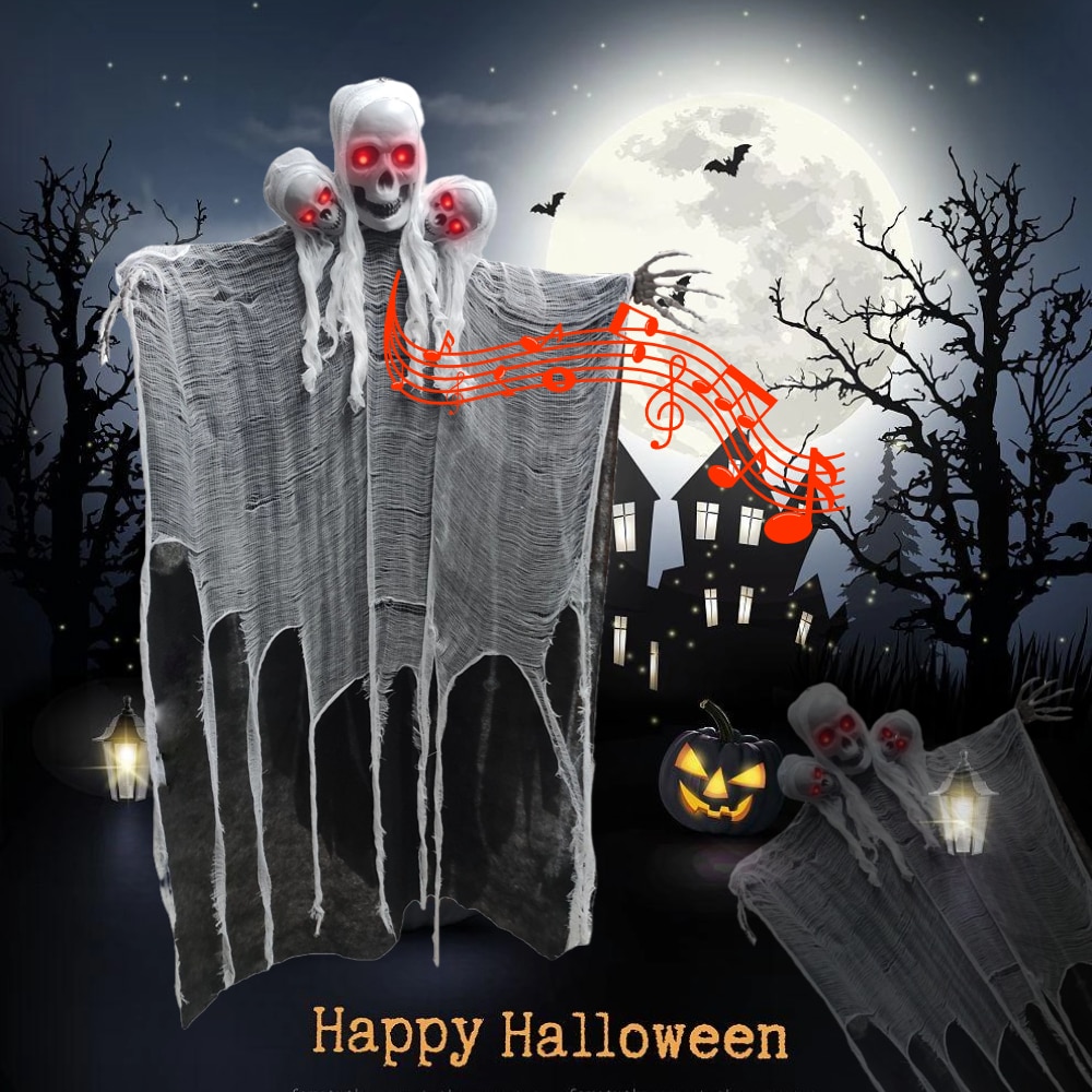 Schelete decorativ pentru Halloween, Textil, 130 cm, Alb/Negru - eMAG.ro