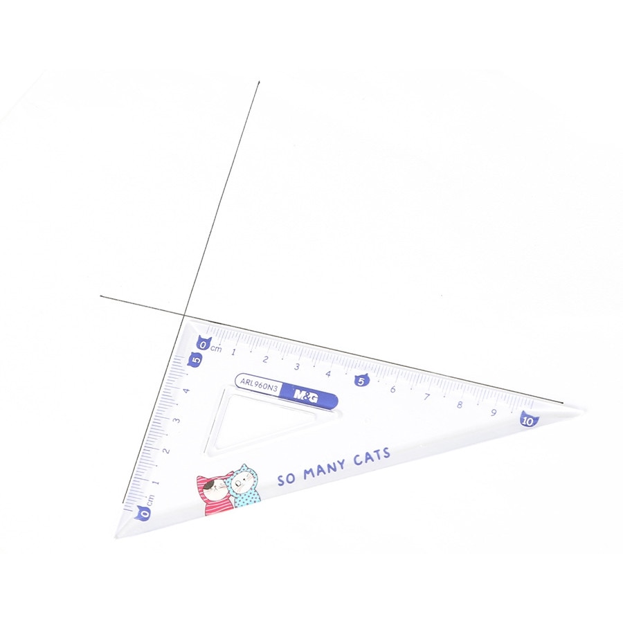 Set geometrie, So many cats, 4 piese (rigla 15cm, raportor, echer 45 ...