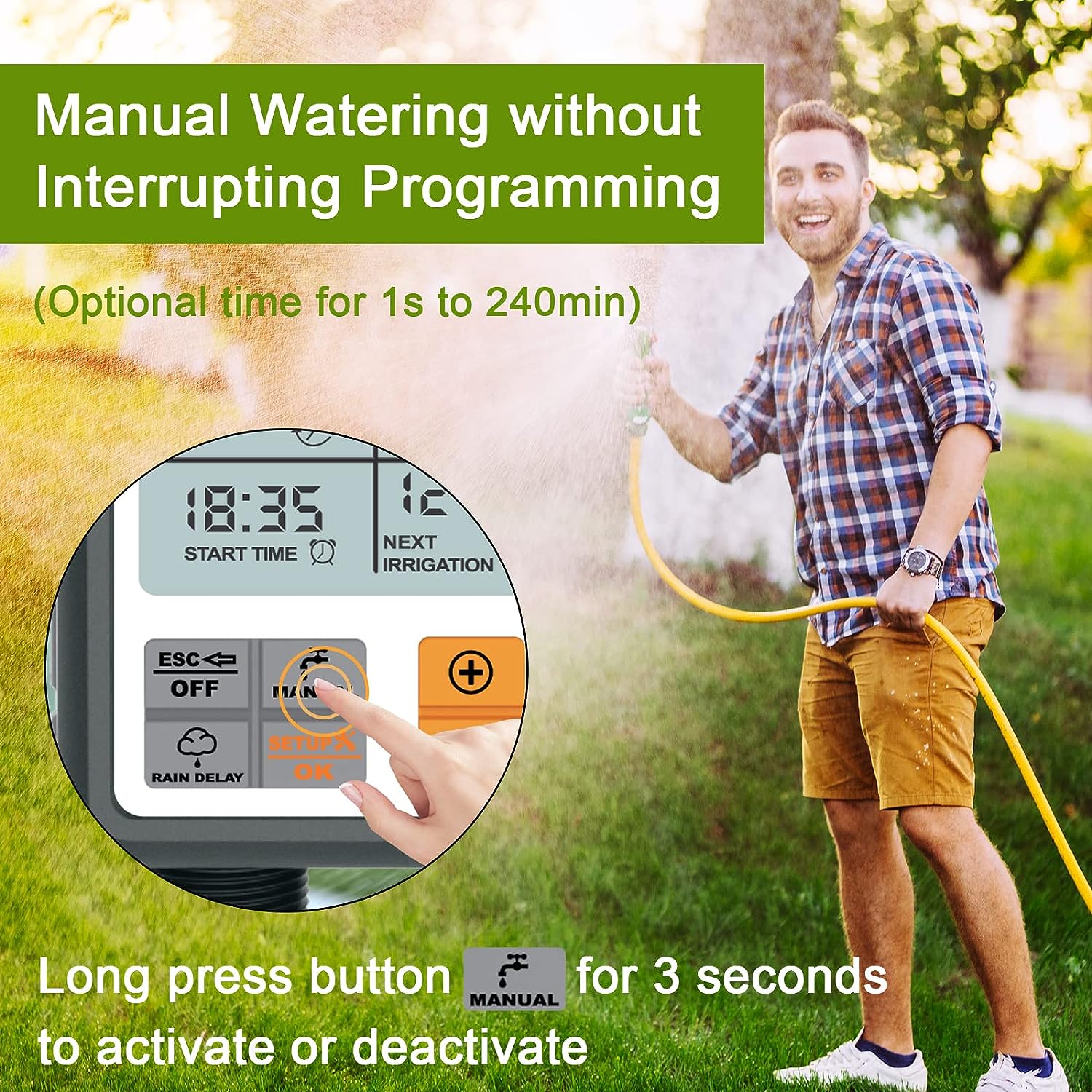 Programator pentru irigare/udare, JENUOS®, ecran LCD, IPX5 rezistent la ...