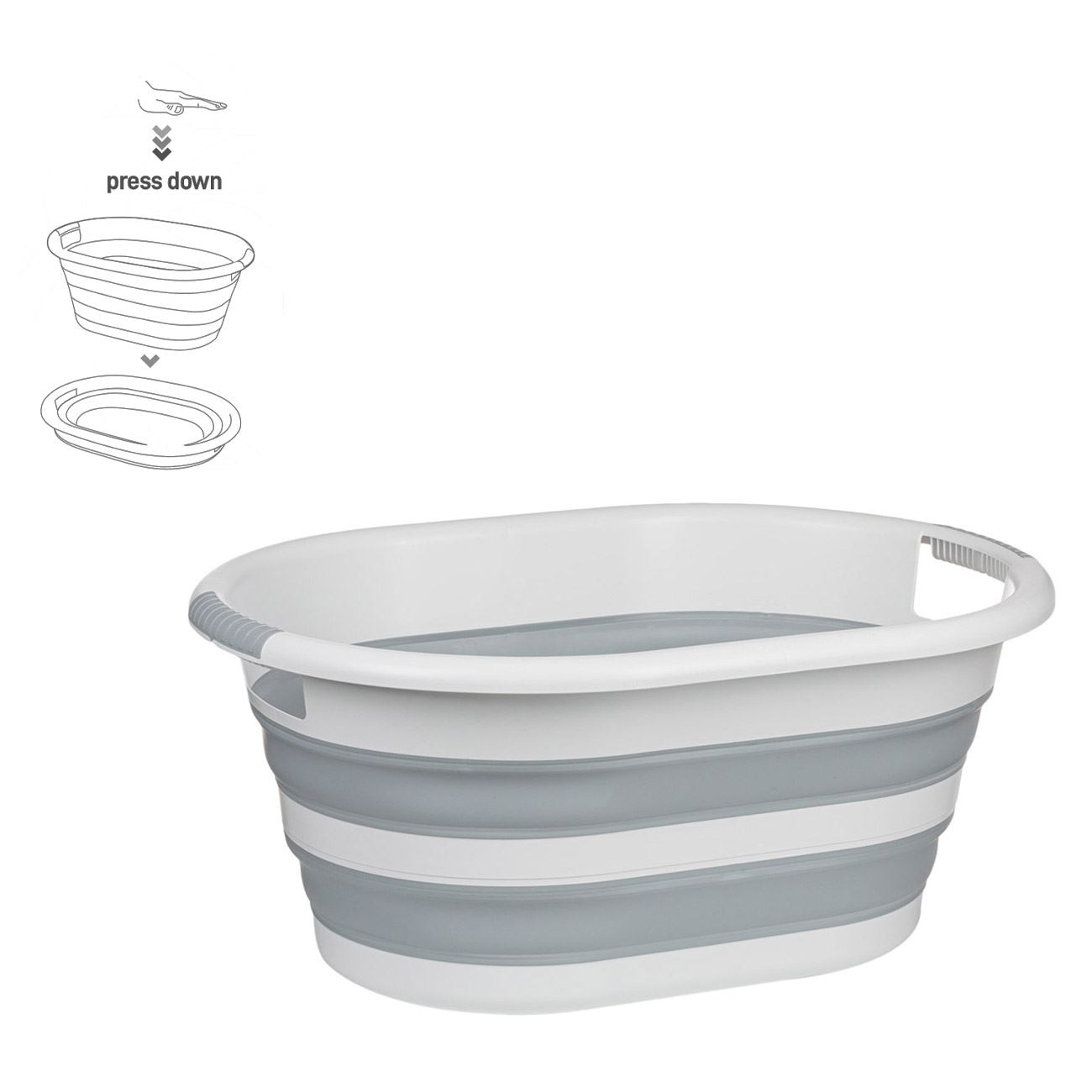 Cos multifunctional pliabil din plastic, awwaline, alb/gri, 38 litri ...