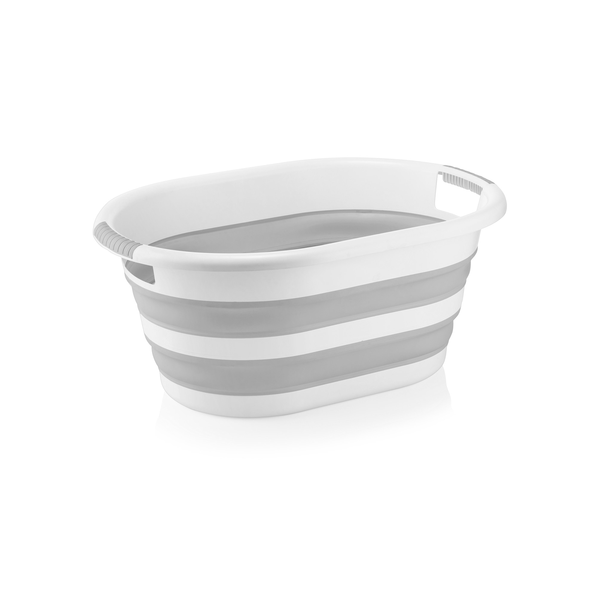 Cos multifunctional pliabil din plastic, awwaline, alb/gri, 38 litri ...