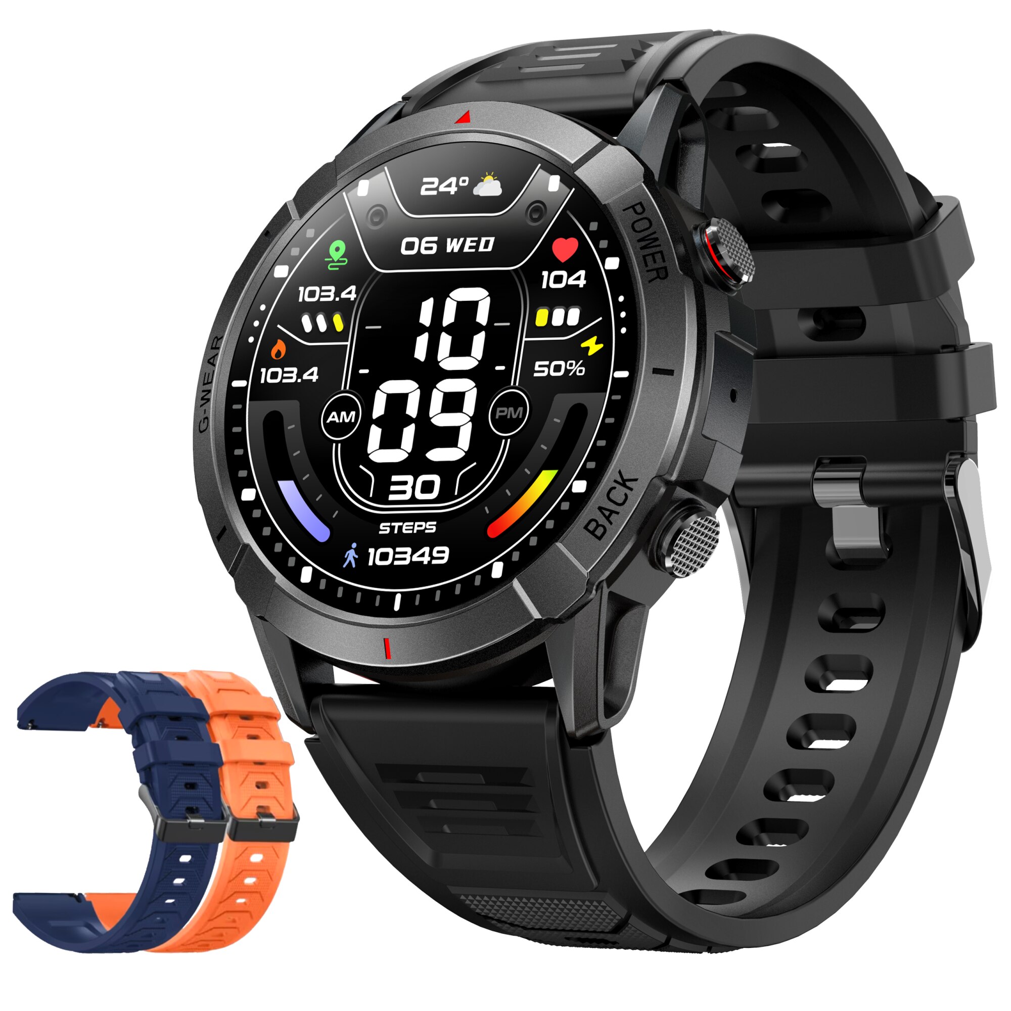 Ceas smartwatch, 3 curele din silicon, BLEKSY®, 36mm AMOLED, full touch ...