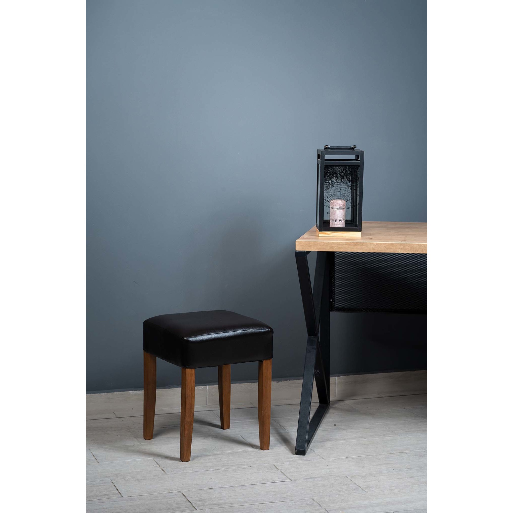 Taburet din lemn masiv tapitat, 48 cm - eMAG.ro