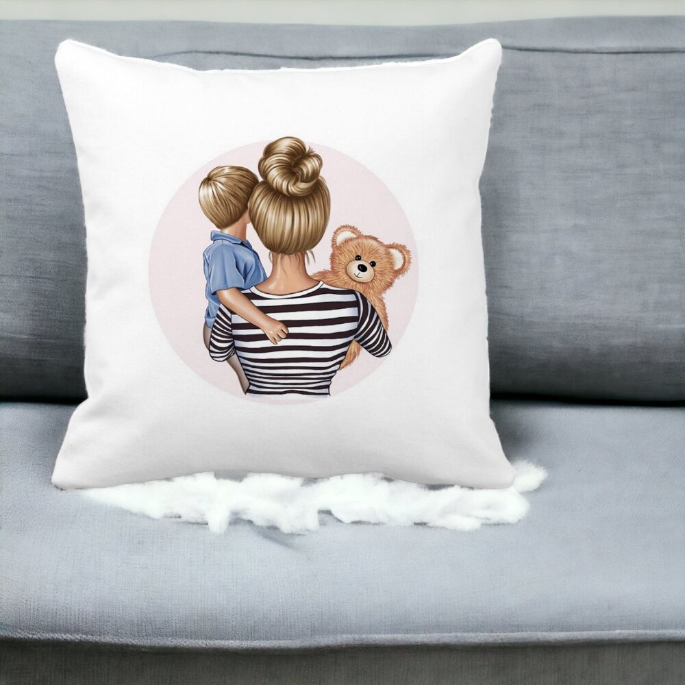 Perna Decorativa Patrata Mommy's Boy, 40x40 cm, Alba, Mata, Husa ...