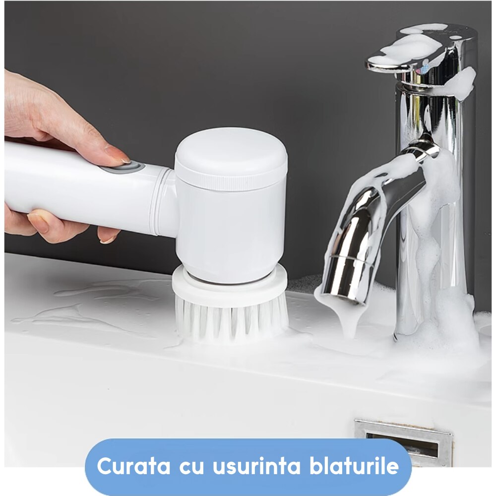 Perie Electrica Wireless cu Rotatie si 6 Capete Inlocuibile, Pentru Dus ...