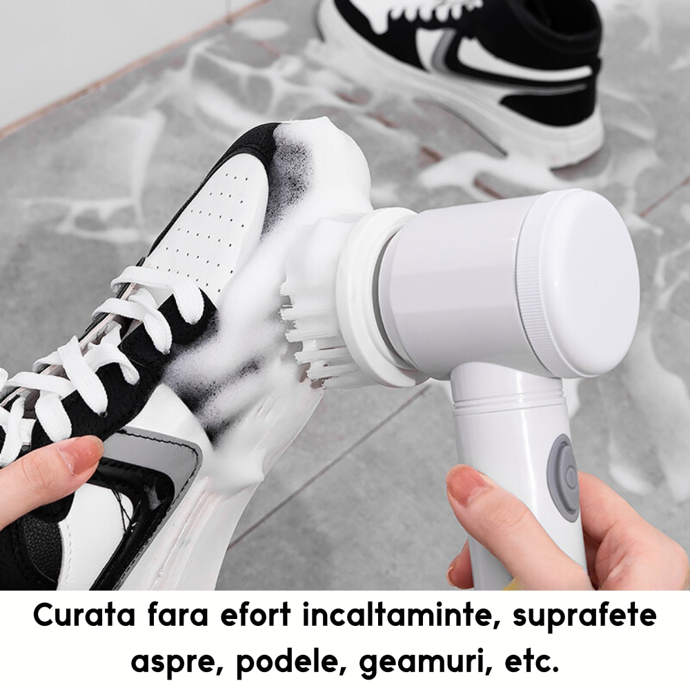 Perie Electrica Wireless cu Rotatie si 6 Capete Inlocuibile, Pentru Dus ...