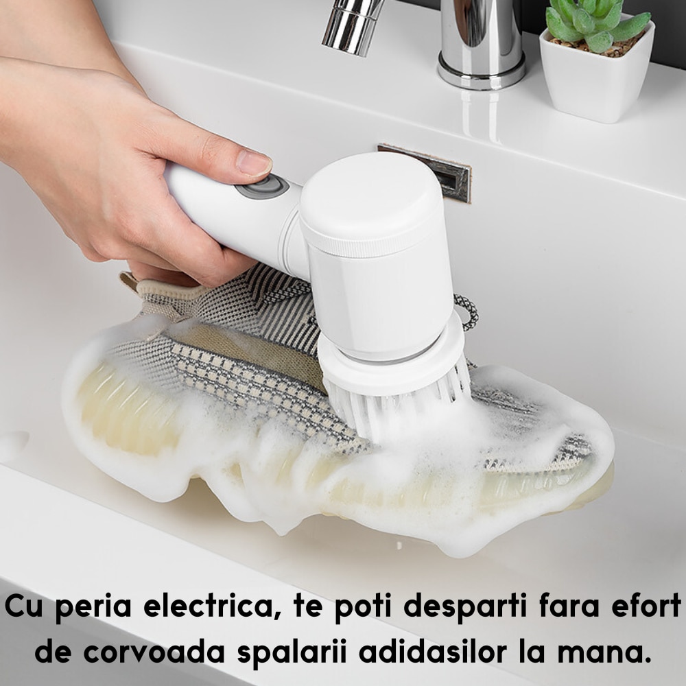 Perie Electrica Wireless cu Rotatie si 6 Capete Inlocuibile, Pentru Dus ...