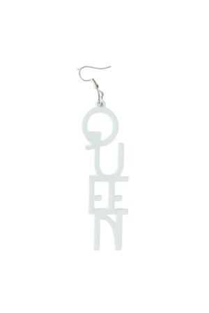Cercei Queen, plastic, alb, 8 cm - eMAG.ro
