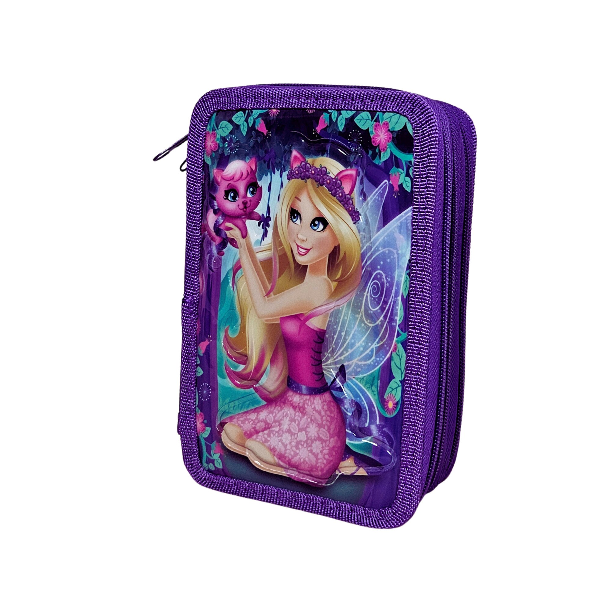 Penar echipat, pentru fete, cu 3 fermoare, dimensiune 20 X 6 X 13 cm ...