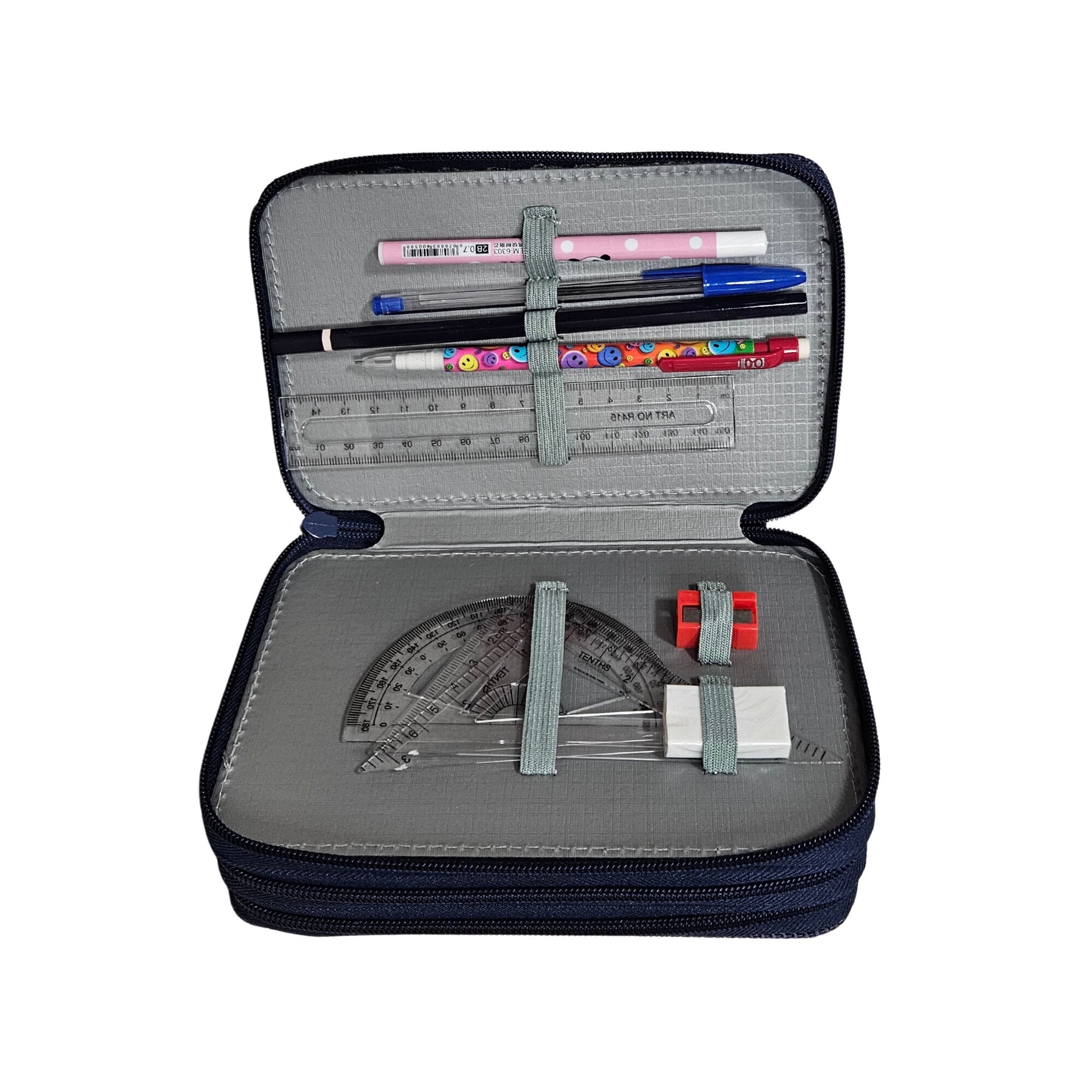 Penar echipat, pentru baieti, cu 3 fermoare, dimensiune 20 X 6 X 13 Cm ...