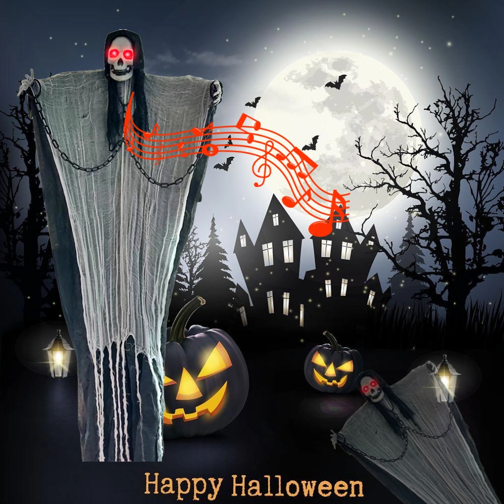 Schelete decorativ cu lanturi pentru Halloween, 180 cm, Cu sunet si ...
