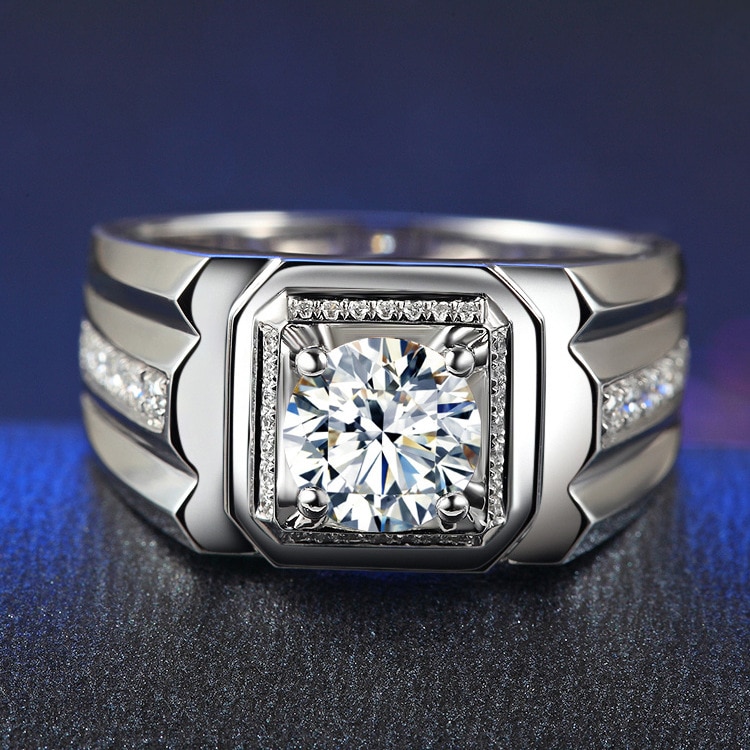 Inel pentru barbati Temperament, placat cu 18K, aur alb, deschidere ...