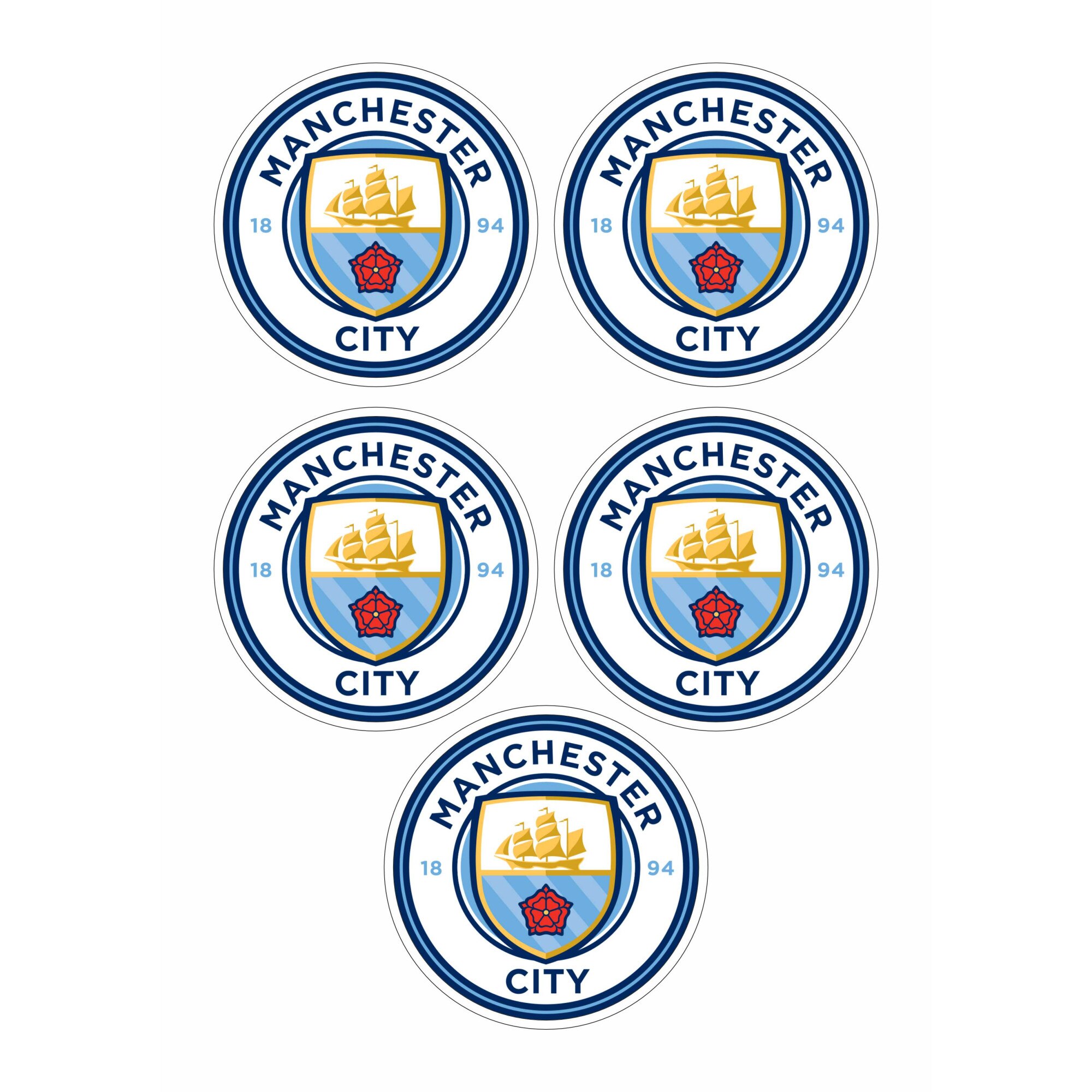 Set 5 stickere decorative, Manchester City FC, 10 cm fiecare - eMAG.ro