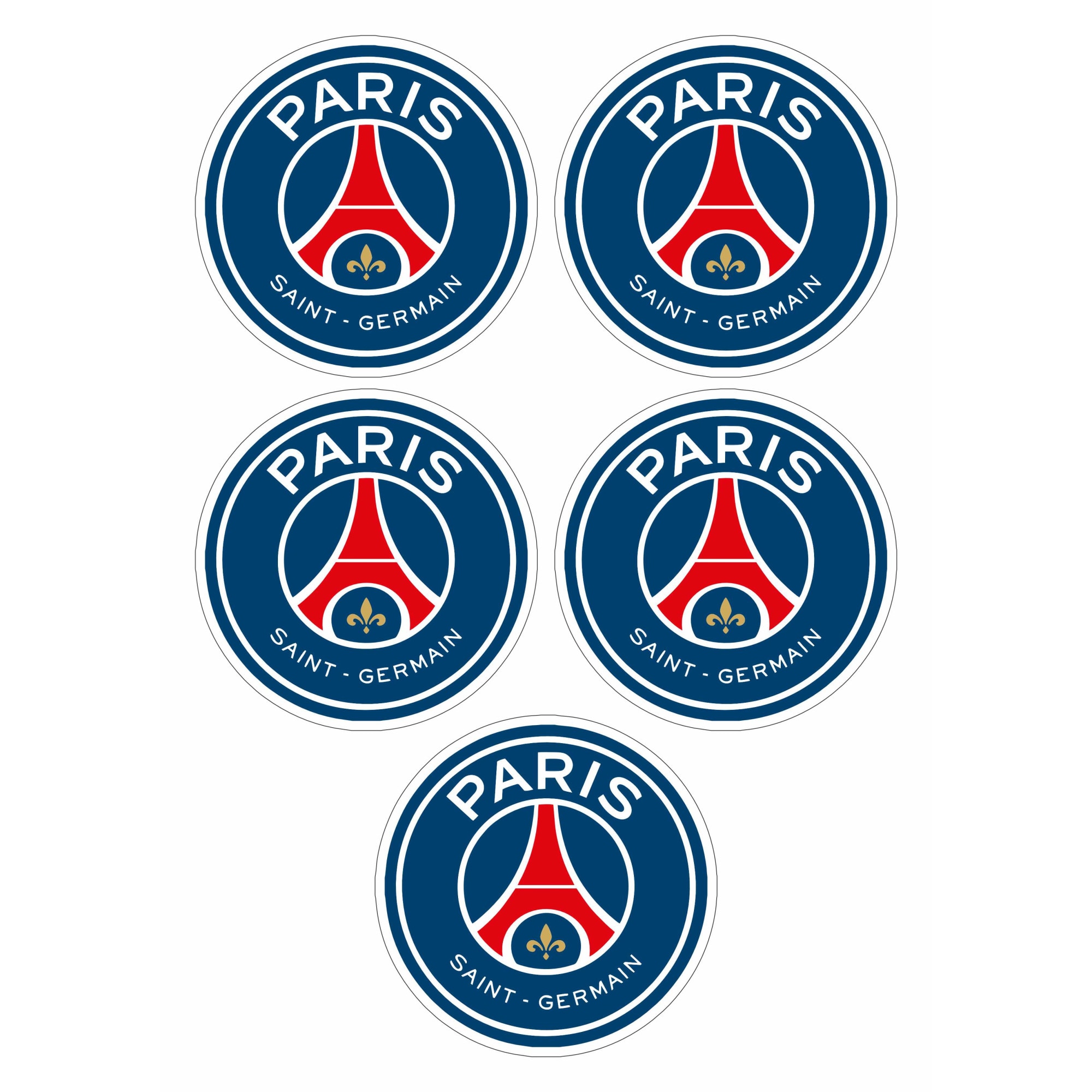 Set 5 stickere decorative, PSG Paris Saint Germain FC, 10 cm fiecare ...