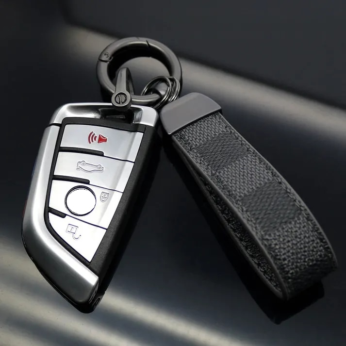 Breloc chei din piele si otel zincat, LUVLU™, rotire la 360 de grade ...