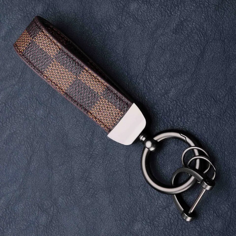 Breloc chei din piele si otel zincat, LUVLU™, rotire la 360 de grade ...