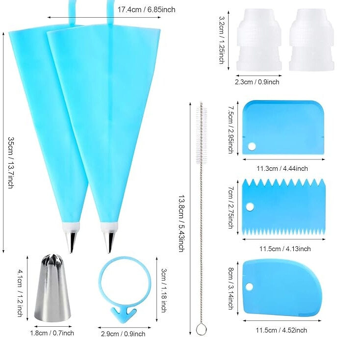 Set ornare prajituri, Cu accesorii, Argintiu/Albastru - eMAG.ro