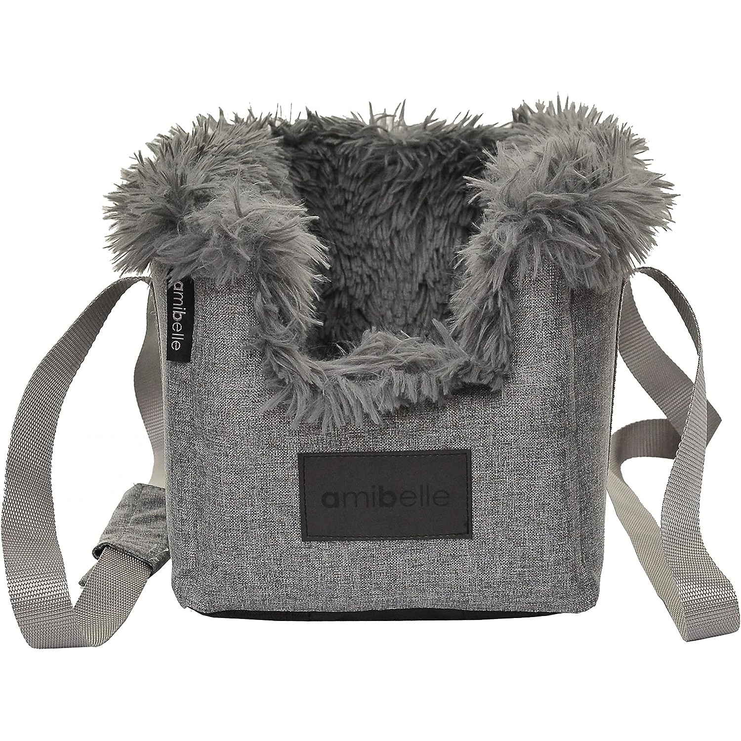 Scaun auto pentru caini si pisici, 44 x 27 x 22 cm, Gri, imitatie de in ...