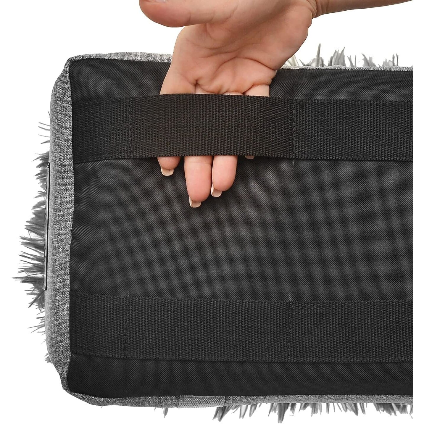 Scaun auto pentru caini si pisici, 44 x 27 x 22 cm, Gri, imitatie de in ...