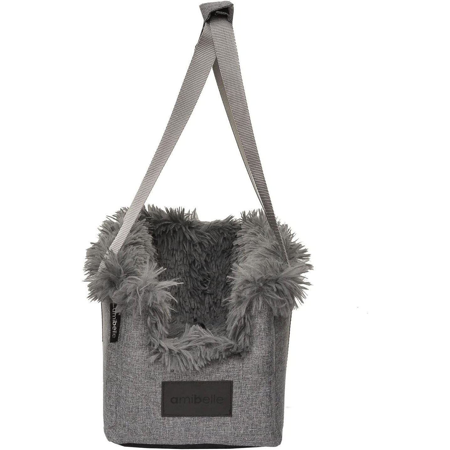 Scaun auto pentru caini si pisici, 44 x 27 x 22 cm, Gri, imitatie de in ...