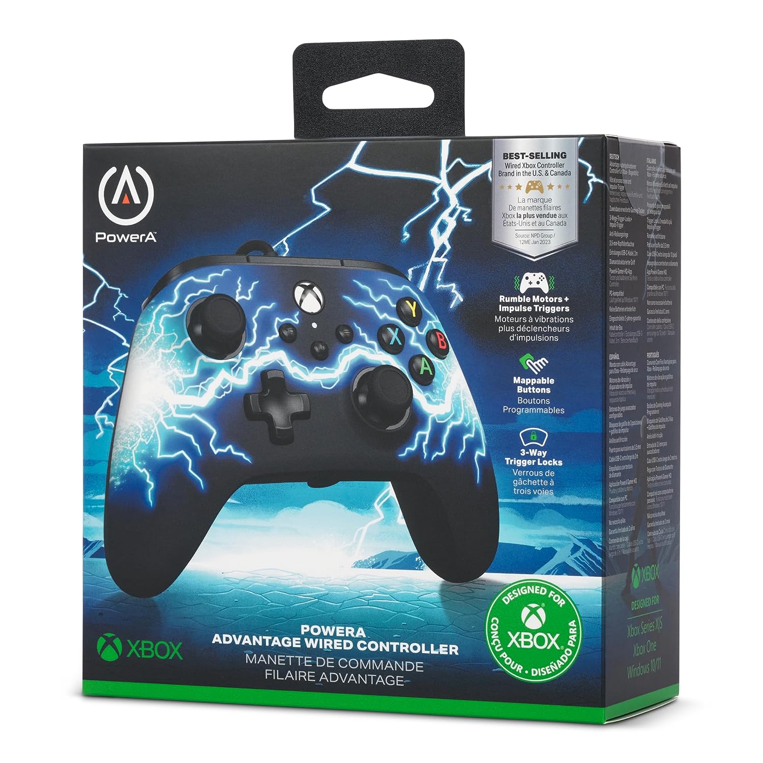 PowerA Advantage Wired, Xbox Series X, S, Xbox One, PC, Arc Lightning ...