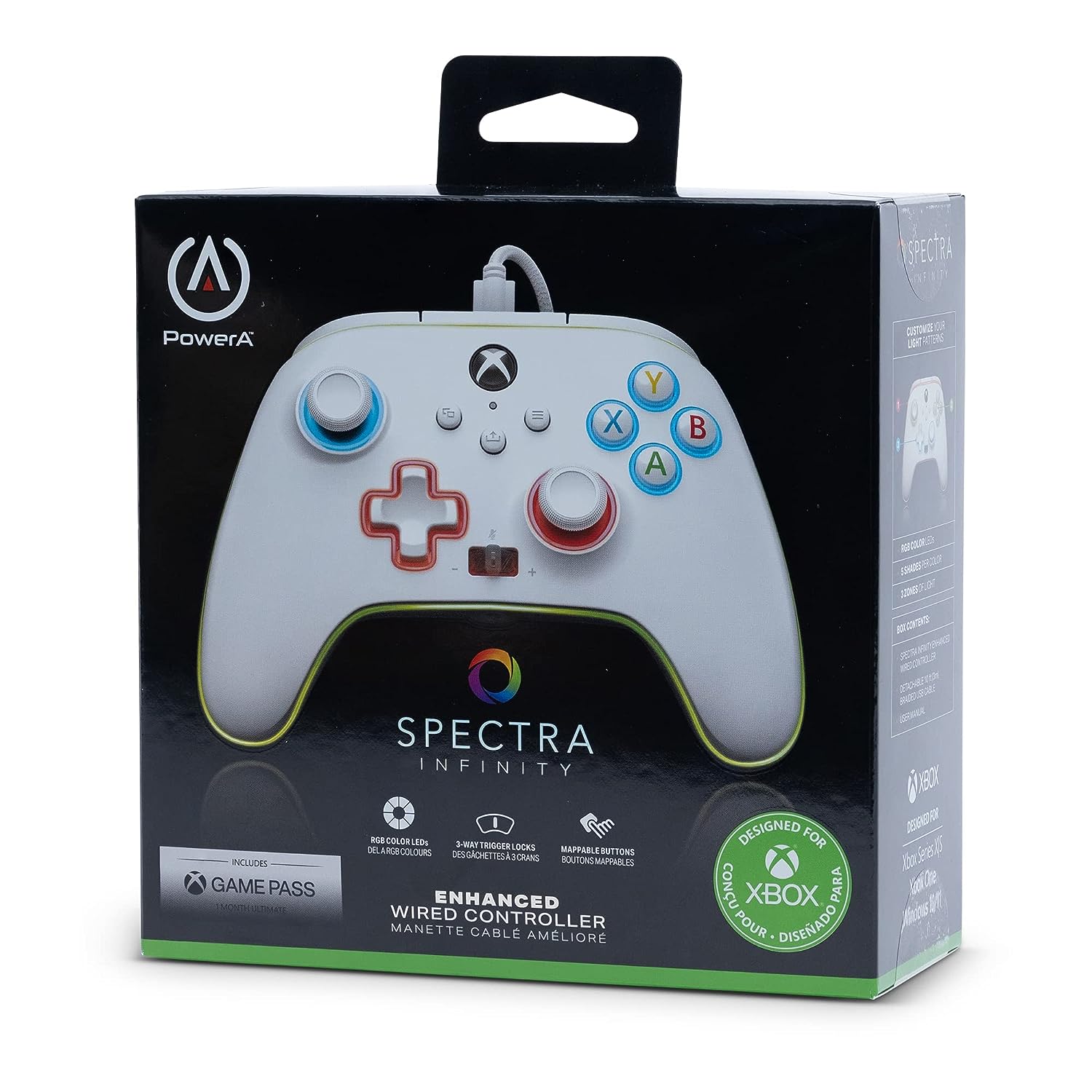 Controller cu fir PowerA Enhanced Wired, Xbox Series X, S, Xbox One, PC, Spectra Infinity, Alb ...