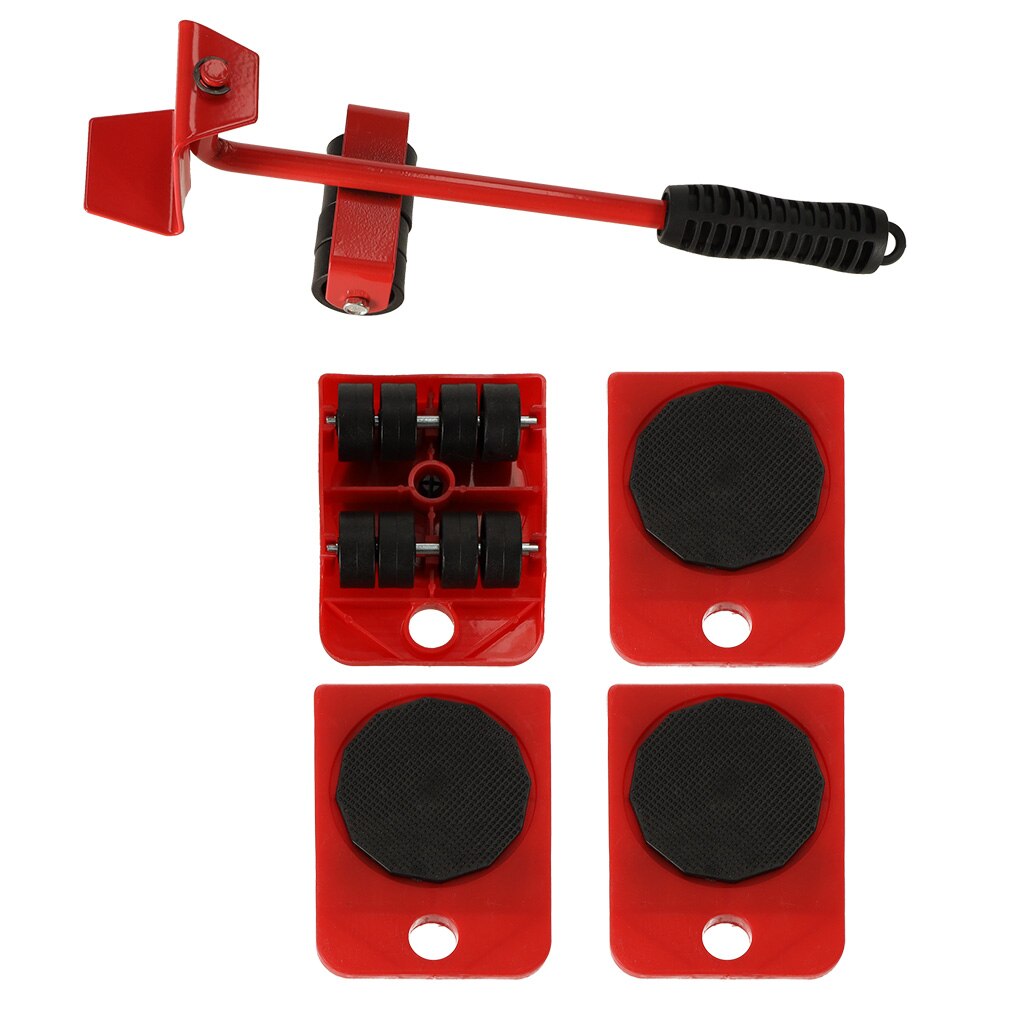 Kit mutare mobila 5in1, Metal/Plastic, 150 kg, 33 cm, Rosu/Negru - eMAG.ro