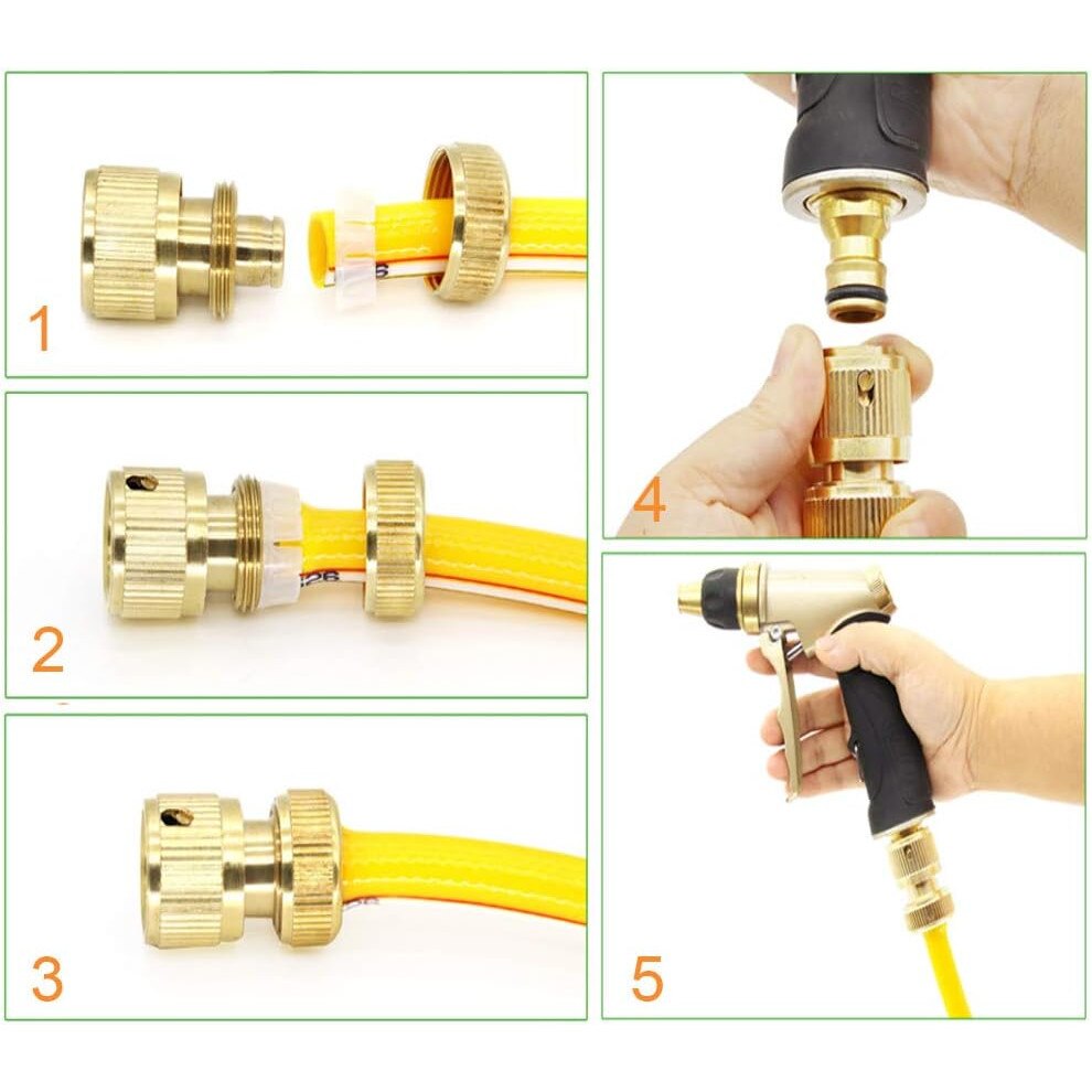 Conector pentru furtun de gradina, 4 bucati, alama - eMAG.ro