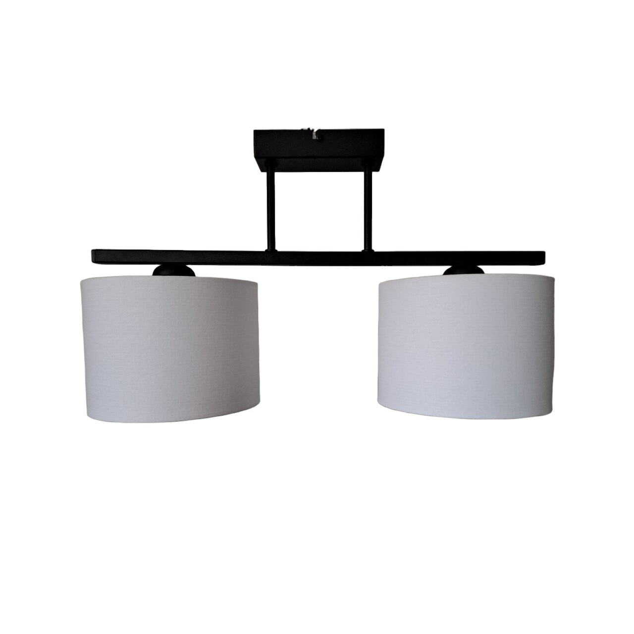 Plafoniera neagra simpla cu abajururi din material alb 2x60W - eMAG.ro