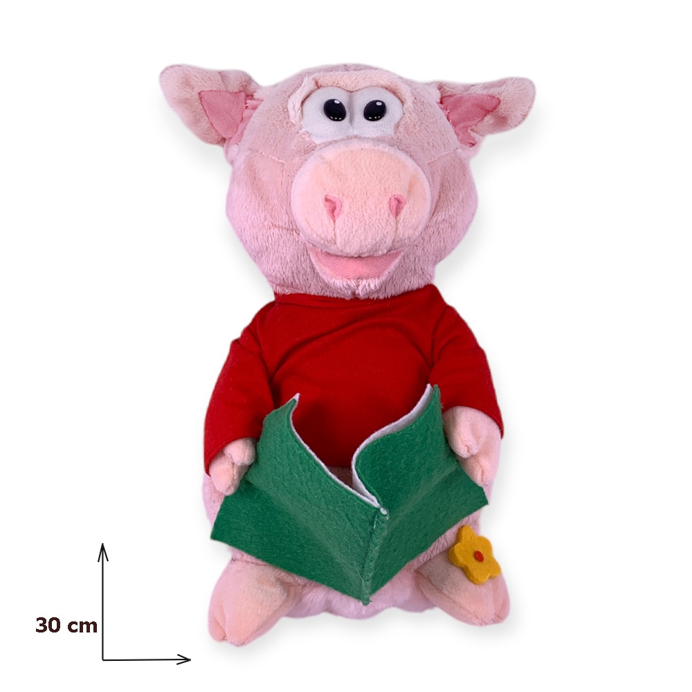 Jucarie de plus, Chippo, Porc, Citind o carte, 30 cm, Roz - eMAG.ro