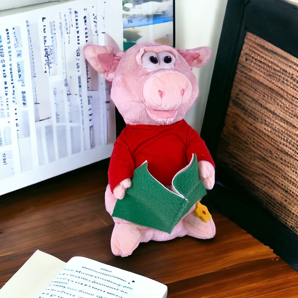 Jucarie de plus, Chippo, Porc, Citind o carte, 30 cm, Roz - eMAG.ro