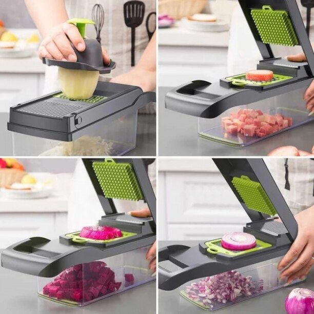 Razatoare multifunctionala, pentru legume, fructe si branzeturi, gri ...