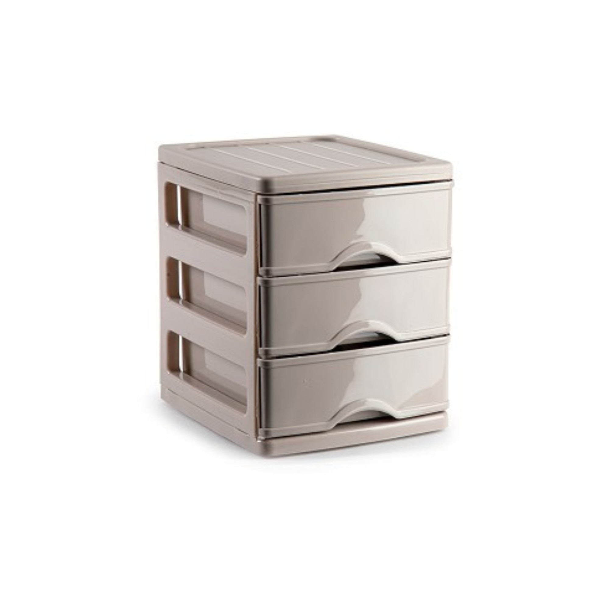 Organizator plastic, cu 3 sertare, 13,5 x 17 x 17, crem, Turia ...