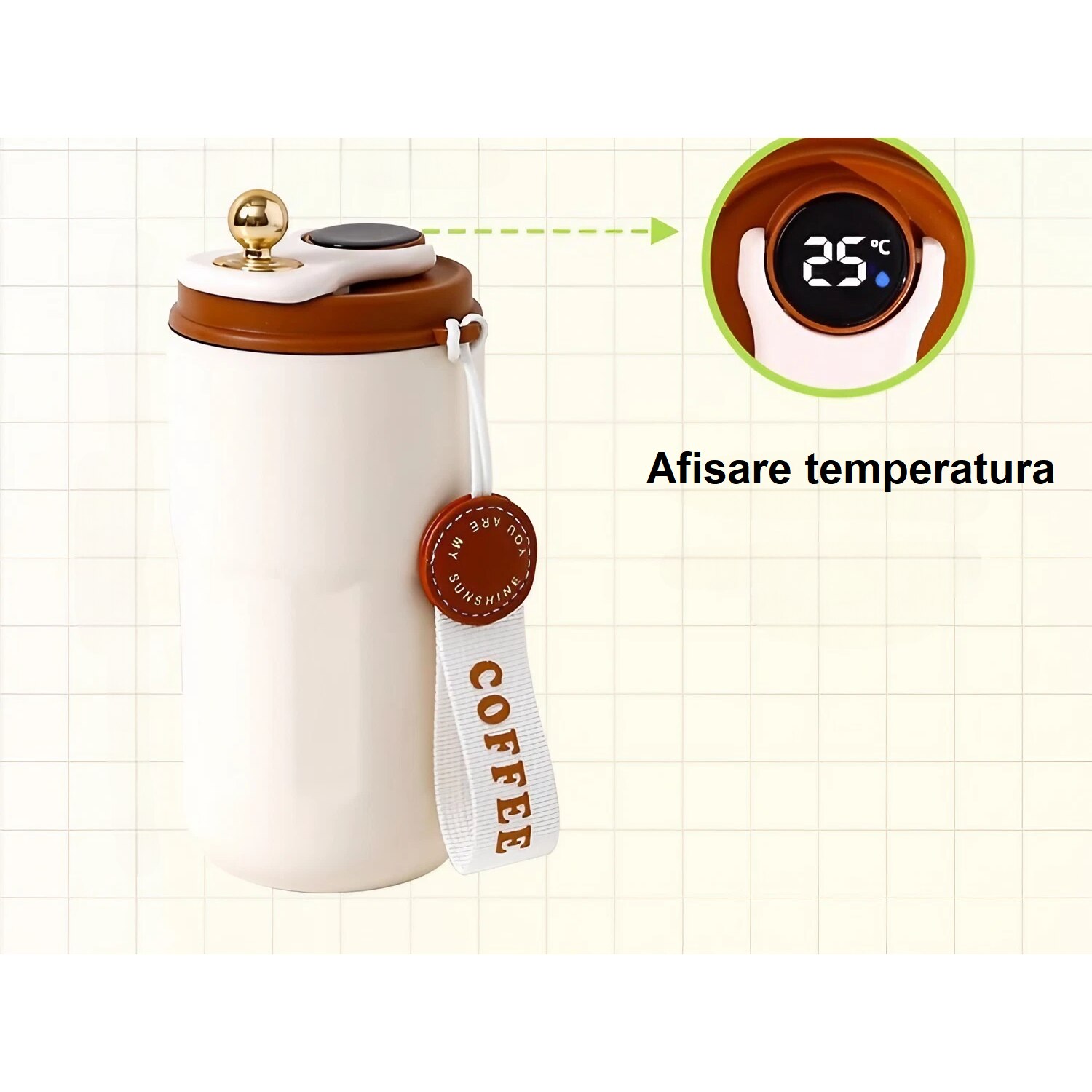 Cana termos AxaCube®, pentru cafea, capuccino, 420 ml, interior otel ...
