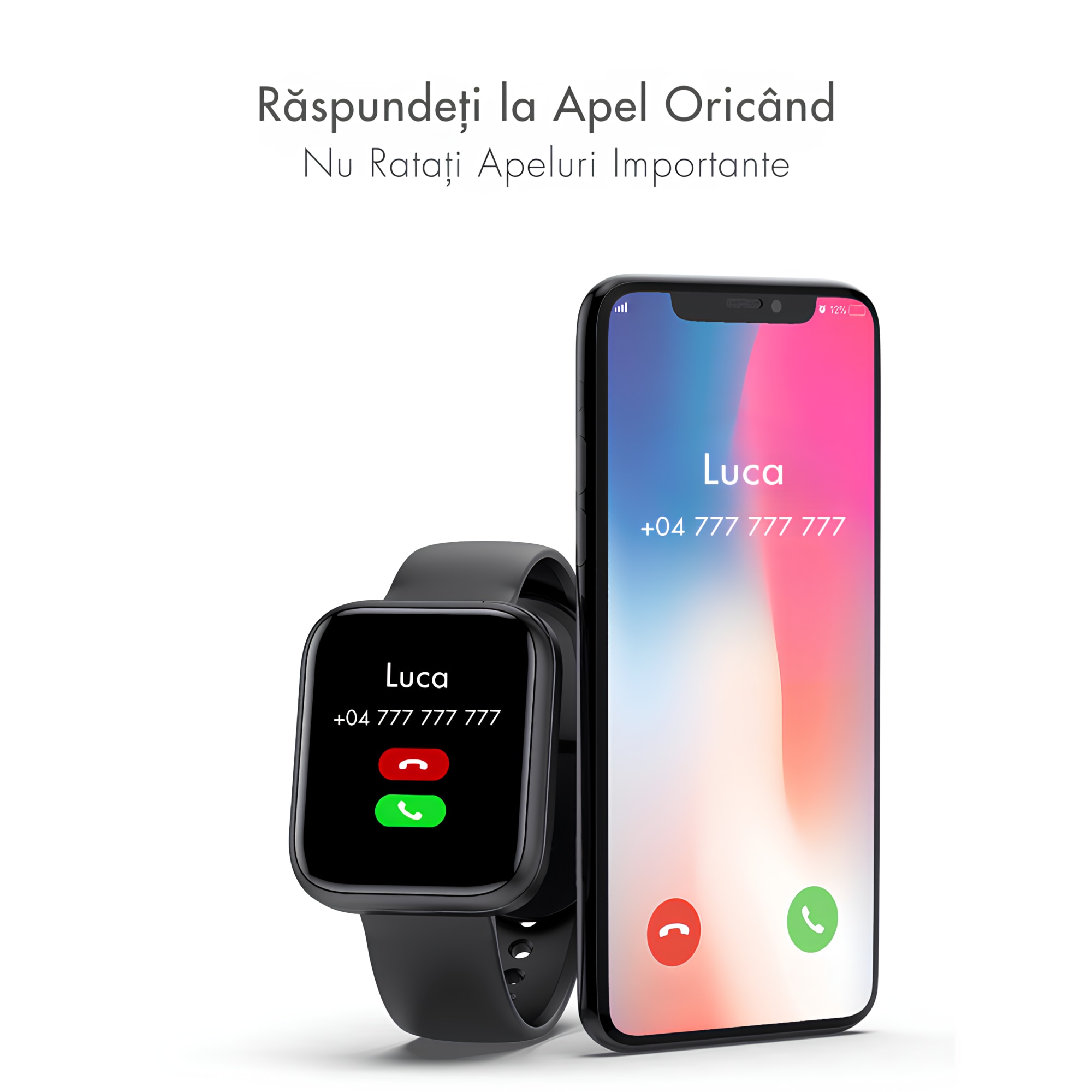 Ceas Smart cu Casti Wireless 2in1, Multifunctional, Control prin ...