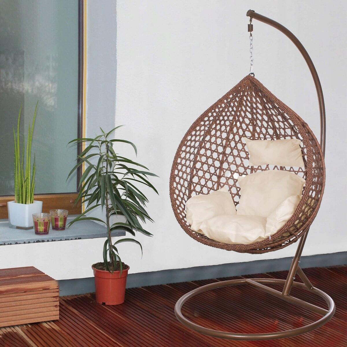 Scaun leagan suspendat, Springos, Monica, ratan sintetic, maro, perna ...