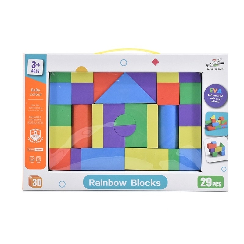 Set Cuburi constructii moi din spuma, 29 piese 33x22x4,5 cm, Avaleea ...