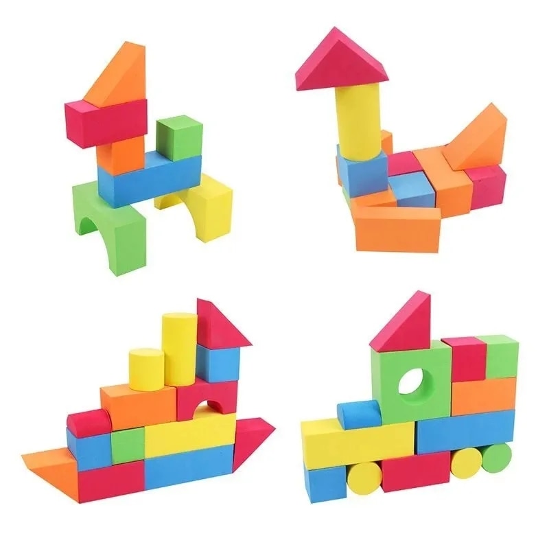 Set Cuburi constructii moi din spuma, 29 piese 33x22x4,5 cm, Avaleea ...