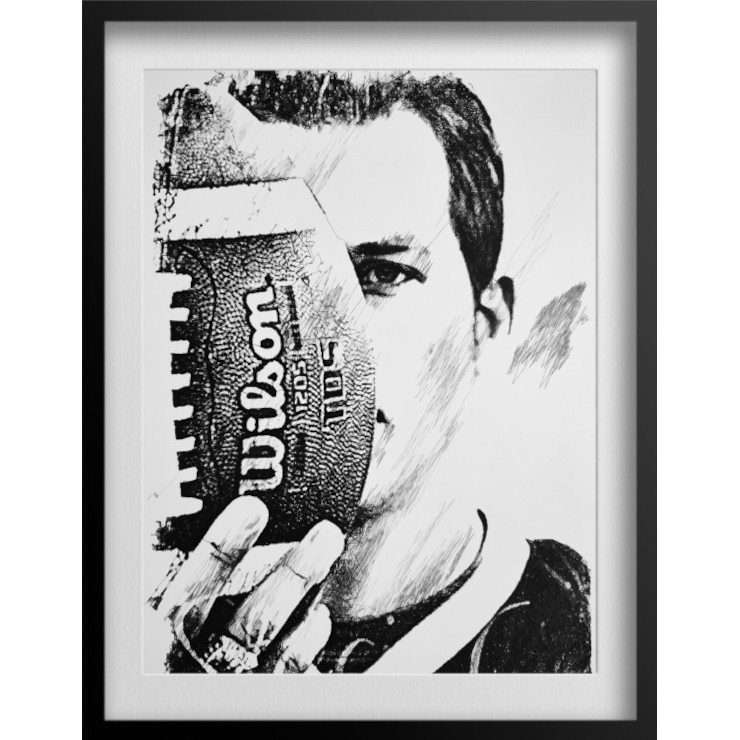 Tablou personalitati sportive, rama neagra din MDF, 40x50 cm, desenat ...