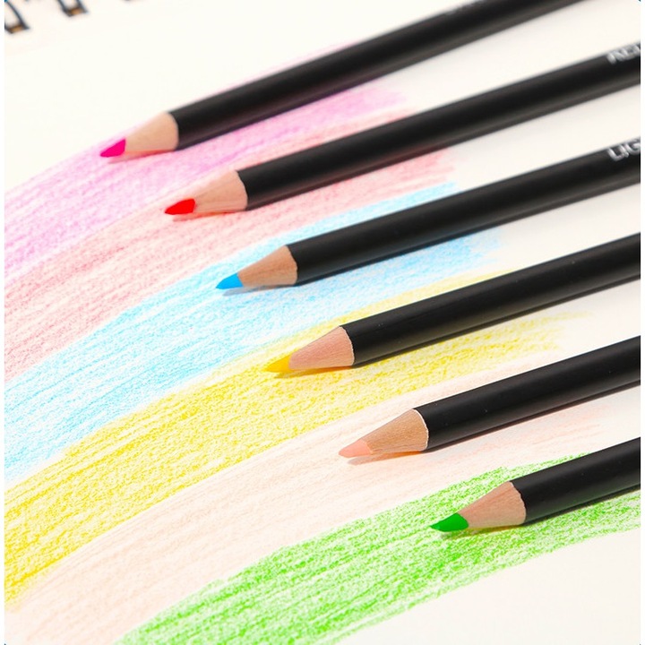 Set 72 creioane colorate cu penar rulat, pentru desen si schite si 2 ...