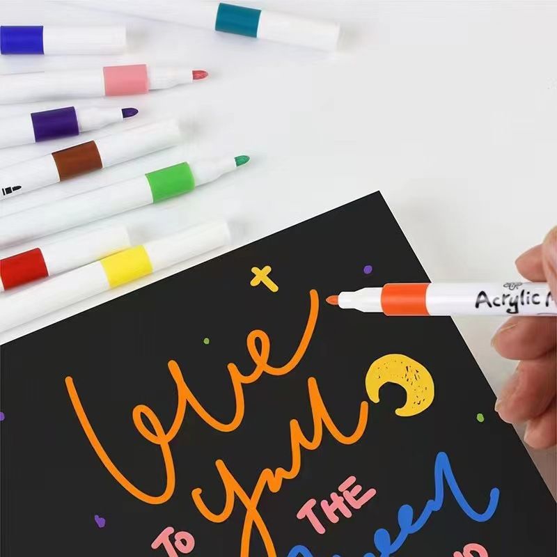 Set 24 de Carioci acrilice, penar din plastic transparent inclus ...