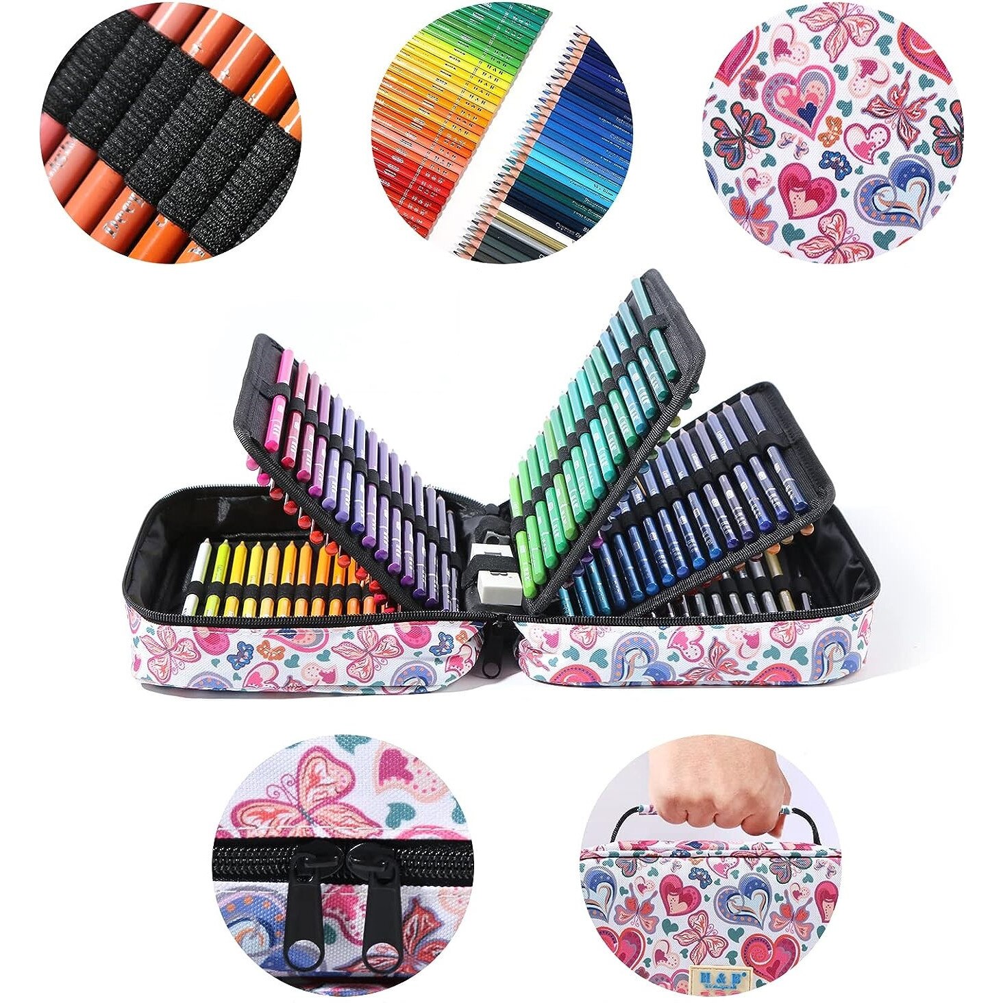 Set 180 creioane colorate cu penar Love si 2 carti de colorat, pentru ...