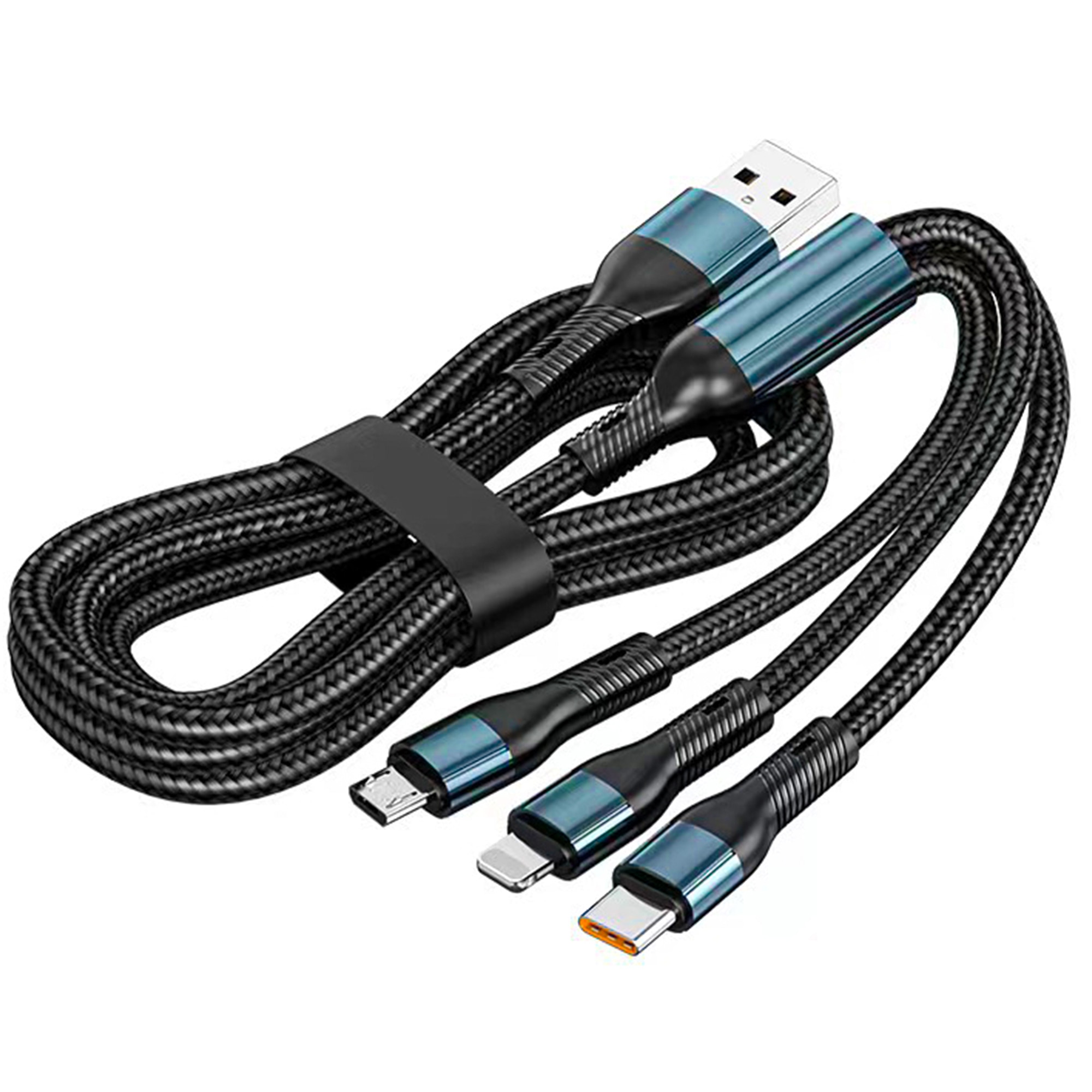 Cablu de date si incarcare Rapida, Timebox, 3 in 1, Nailon, Super Fast ...