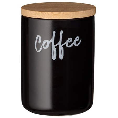 Recipient din ceramica cu capac din bambus pentru cafea, Neirini, Negru ...